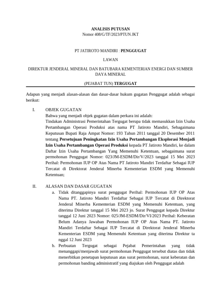 Analisis Putusan Ptun | PDF