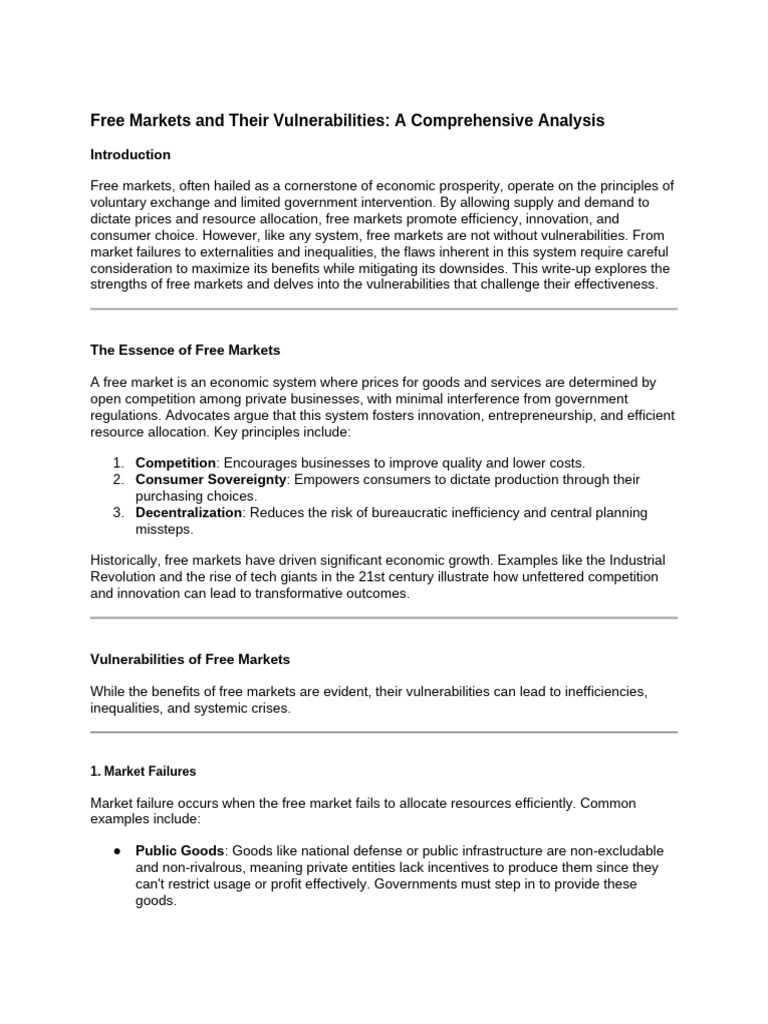 Free Economy Essay | PDF | Free Market | Market (Economics)