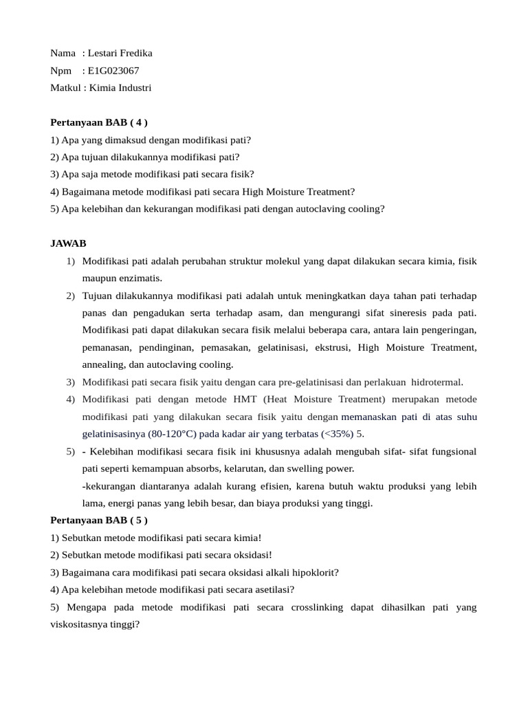 Modifikasi Pati: Metode dan Keuntungan | PDF | Sains & Matematika