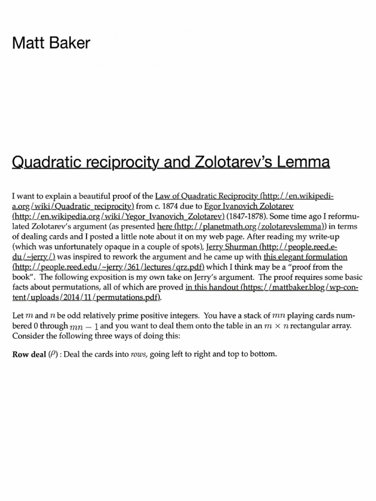 Proof of Quadratic Reciprocity | PDF