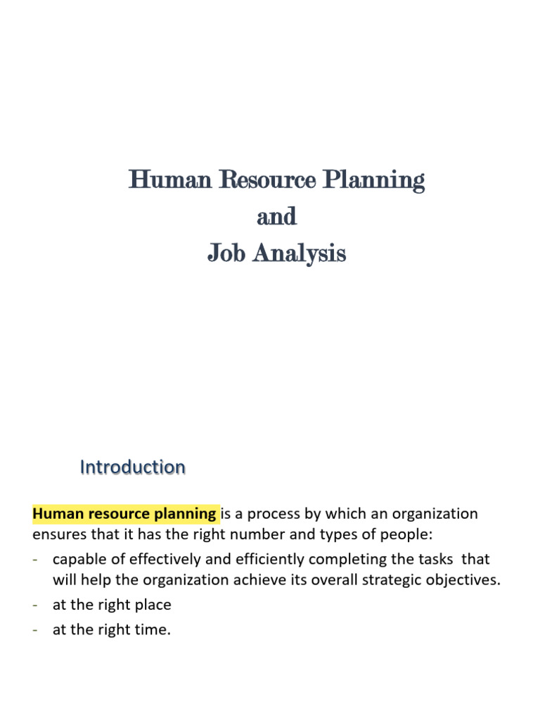 Human Resource Planning & Job Analysis Guide | PDF | Human Resource ...