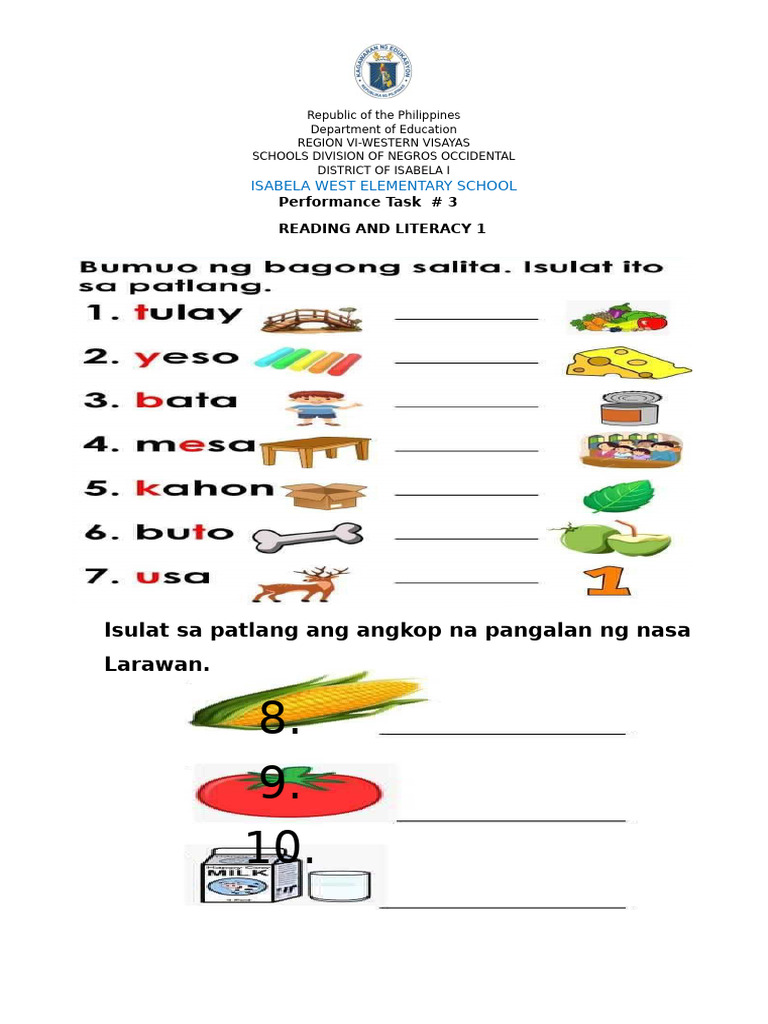q2 READING AND LITERACY 3RD Performance Task | PDF
