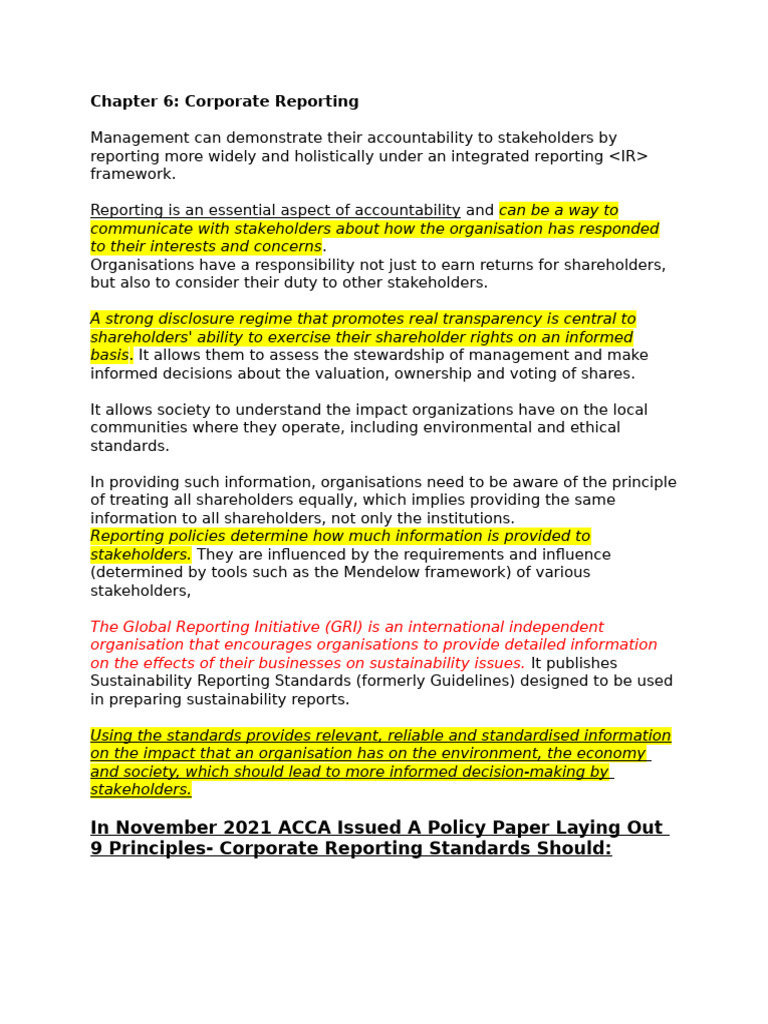 Chapter 6 - Corporate Reporting | PDF | Audit | Business Chapter 6 - Corporate Reporting | PDF | Audit | Business