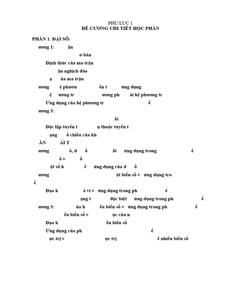Phu Luc 1. de Cuong Chi Tiet Hoc Phan Toan Cao Cap | PDF