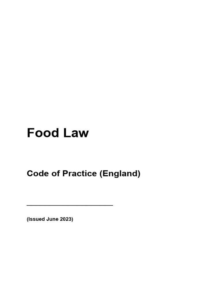 Food Law Code of Practice England 2023 | PDF | European Union ...
