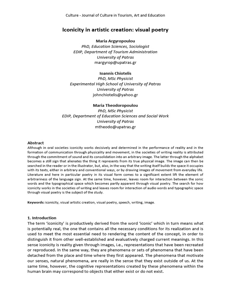 Iconicity in Visual Poetry and Art | PDF | Poetry | Representation (Arts)