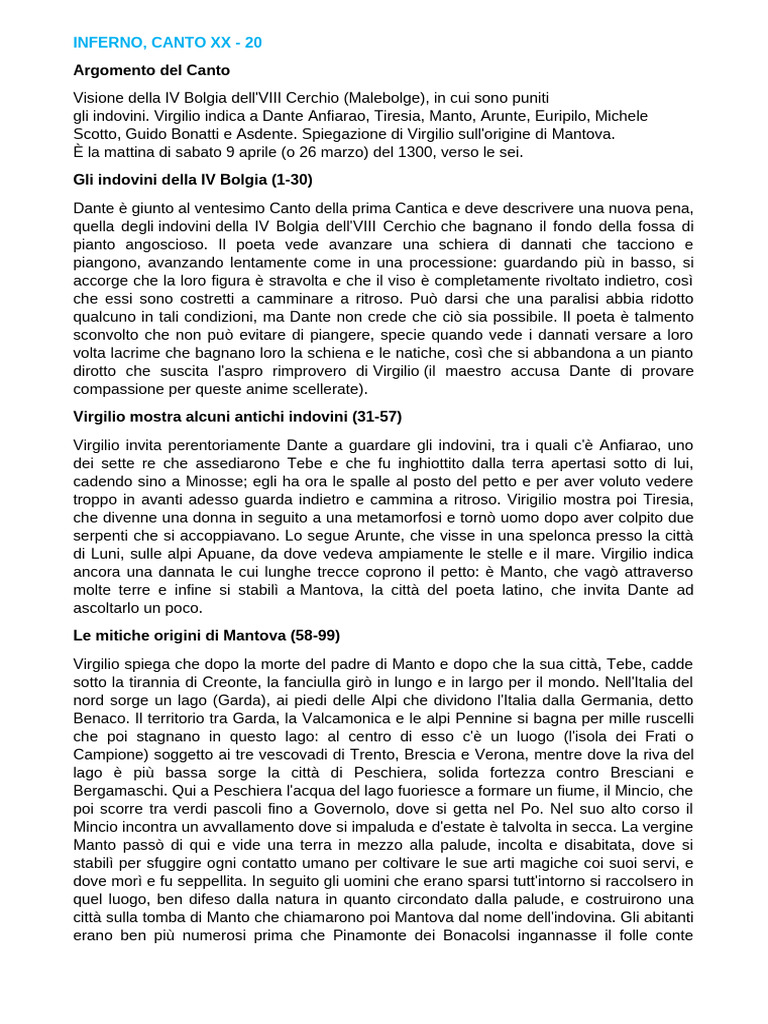 Inferno Canto 20 | PDF