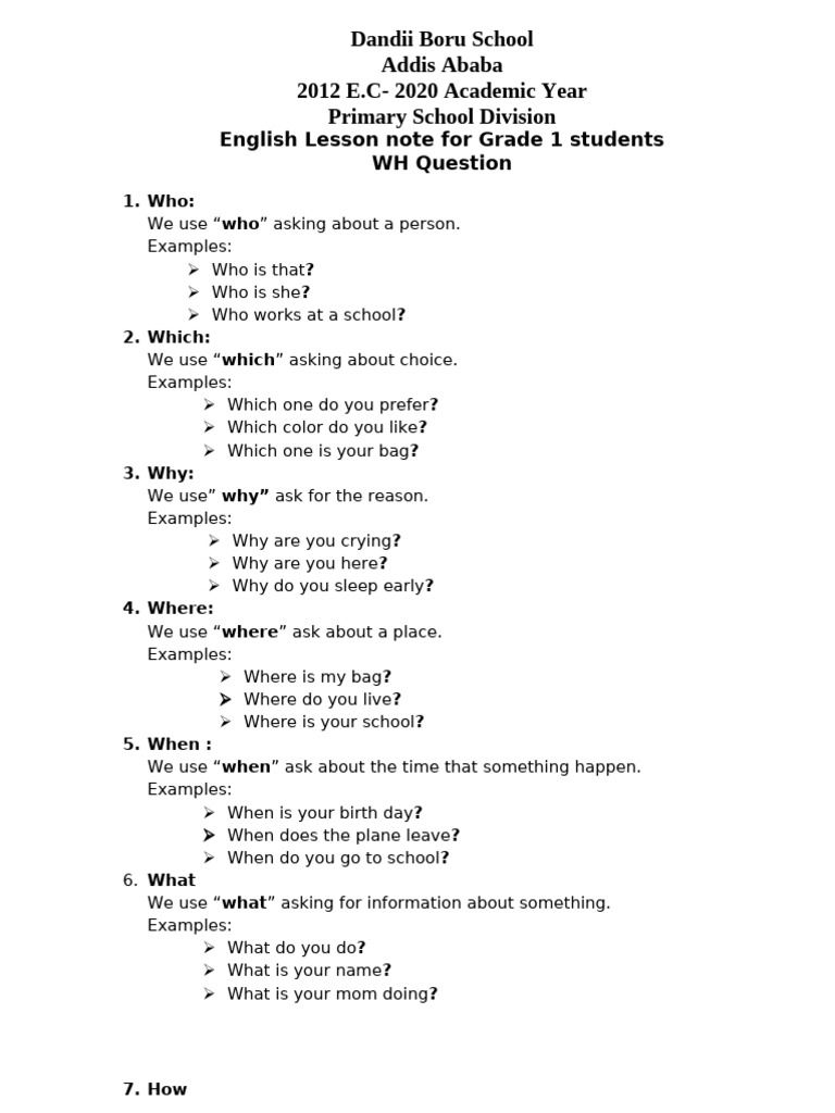 Grade One English | PDF