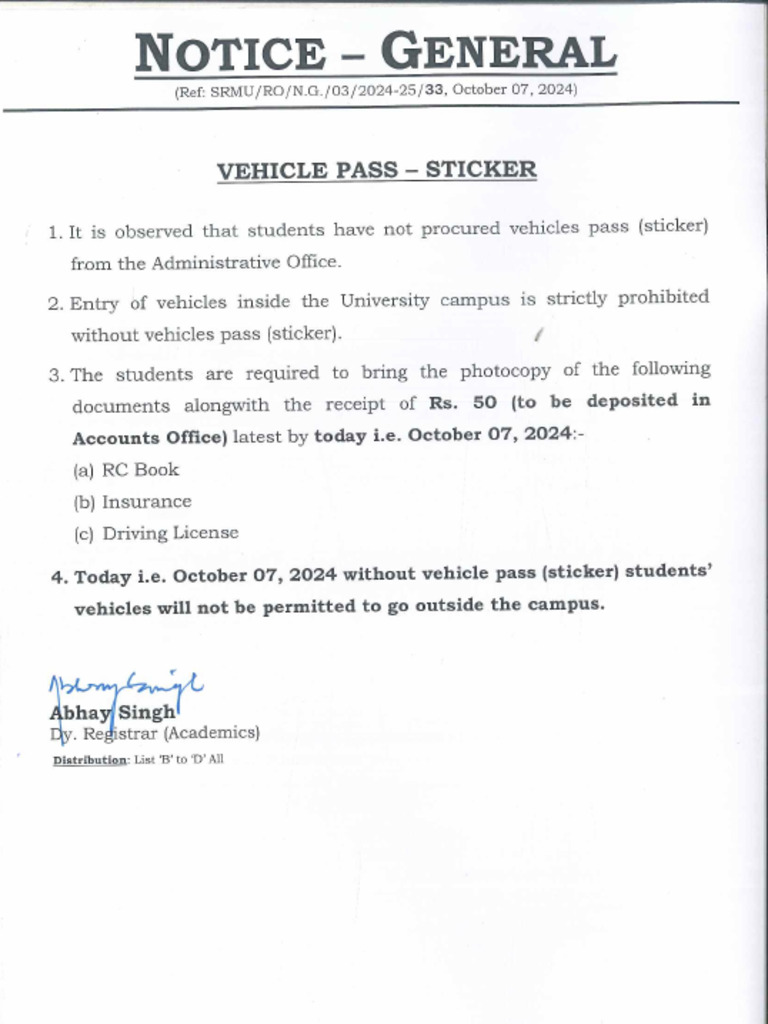 Vehicle Pass Sticker | PDF