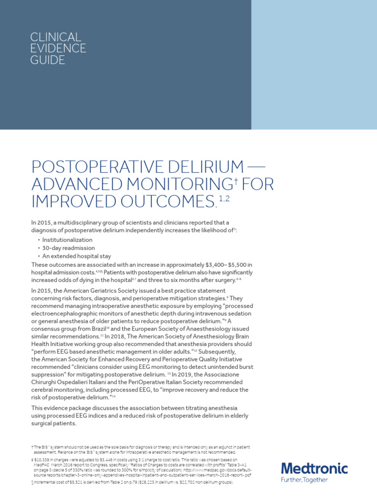 Bis Delirium Clinical Evidence Guide | PDF | Anesthesia | Clinical Medicine