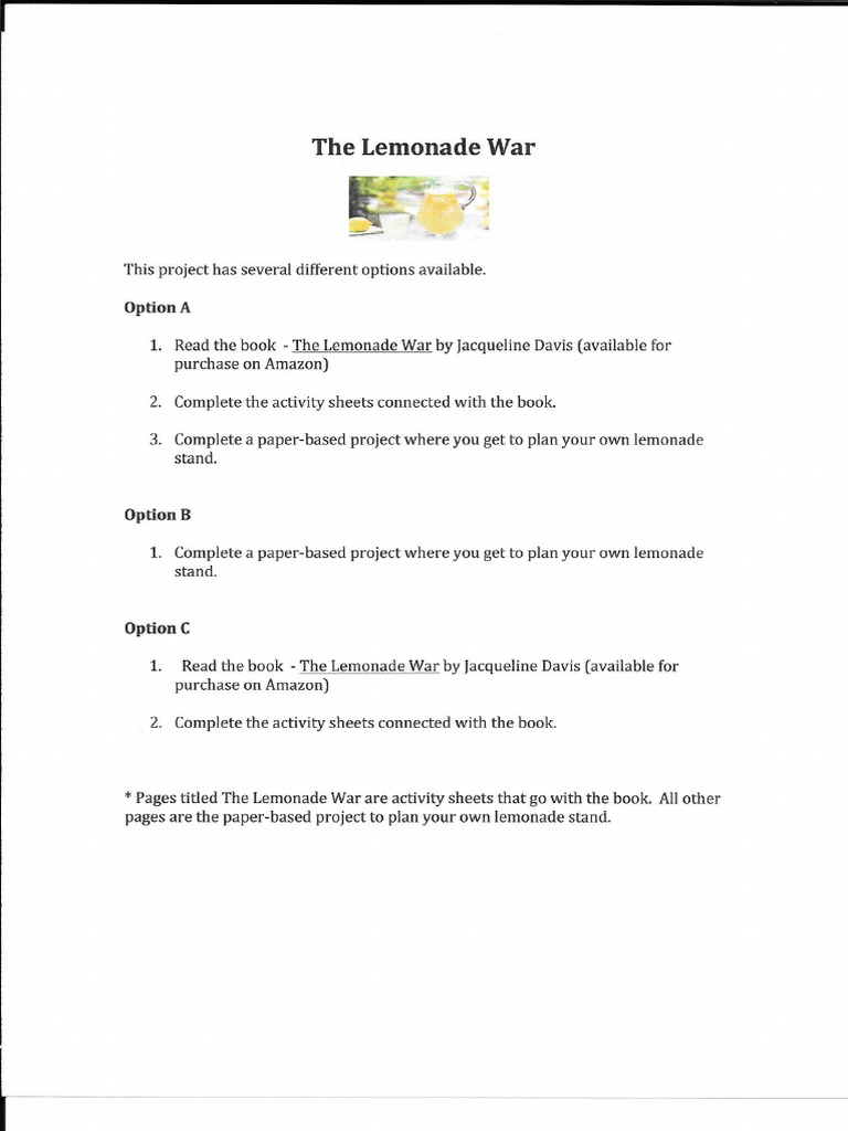 The Lemonade War Worksheets | PDF