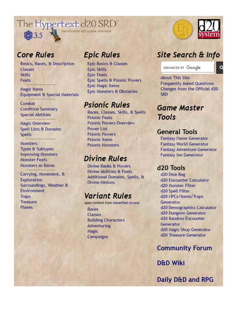 The Hypertext d20 SRD (v3.5 d20 System Reference Document) | PDF | D20 ...