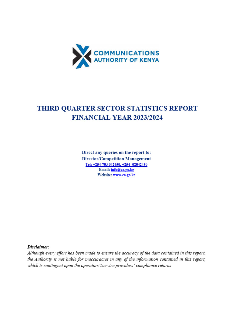 Sector Statistics Report Q3 FY 2023-24 | PDF | Mobile Broadband ...