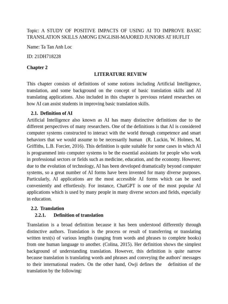 Researchpaper Literaturereview | PDF | Semantics | Translations