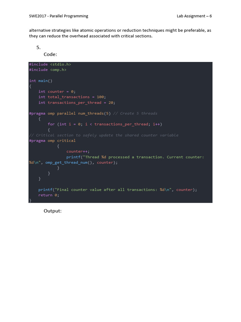 SWE2017 - Lab Assignment 1pages-7 | PDF | Parallel Computing | Computer Programming