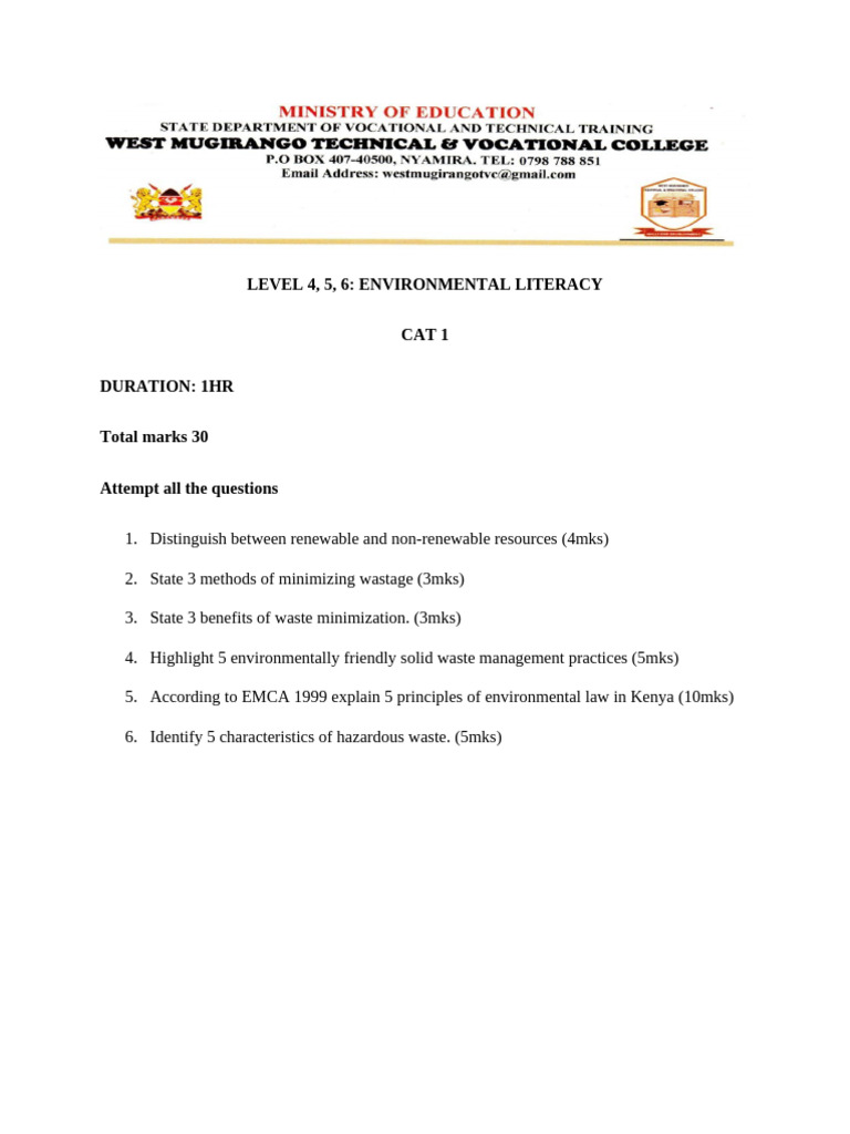 Environmental Literacy Exam Guide | PDF