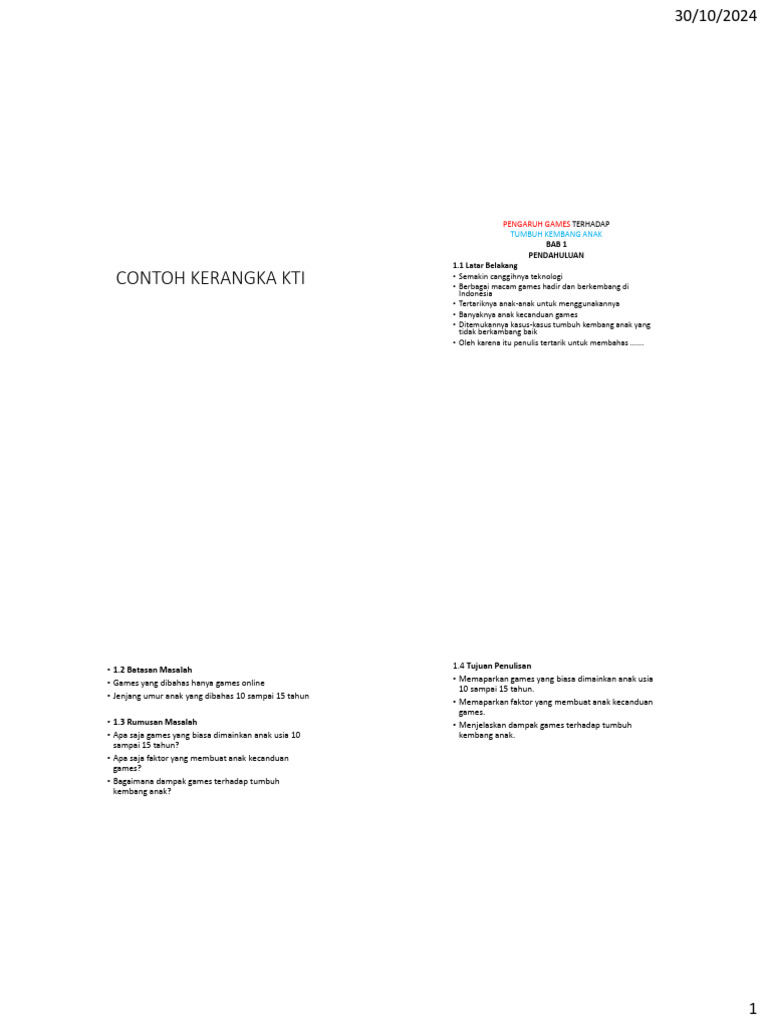 Contoh Kerangka Kti | PDF