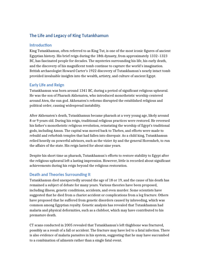 King_Tut_Report | PDF | Tutankhamun | Akhenaten