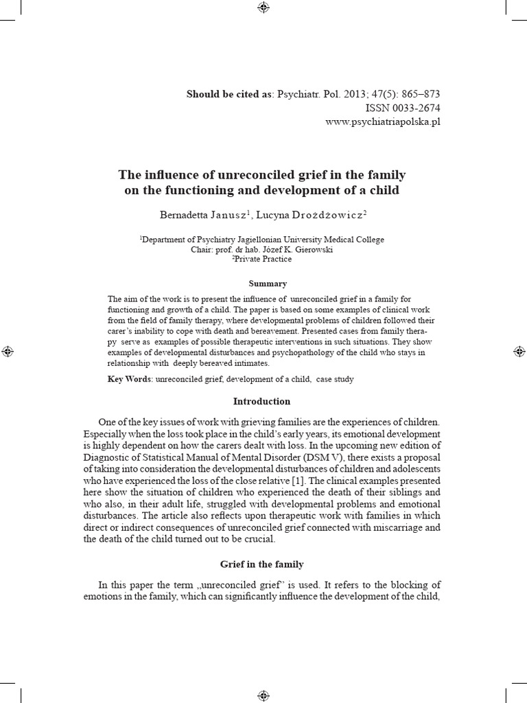 The Influence of Unreconciled Grief in The Family On The 3htrudi7p8 ...