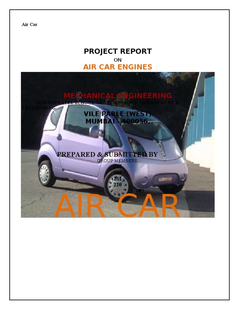 Air Car: Project Report | PDF | Young's Modulus | Valve