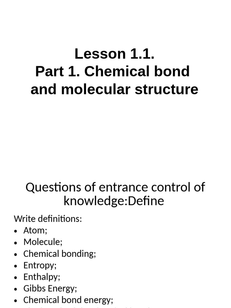 Lesson 1.1 | PDF | Chemical Bond | Chemistry