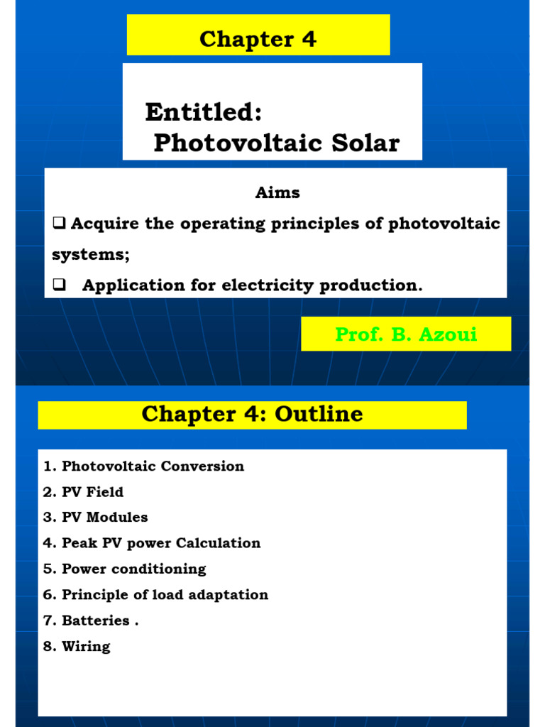 Chapter Four Photccovoltaic Solar Part1 | PDF | Solar Cell | Photovoltaics