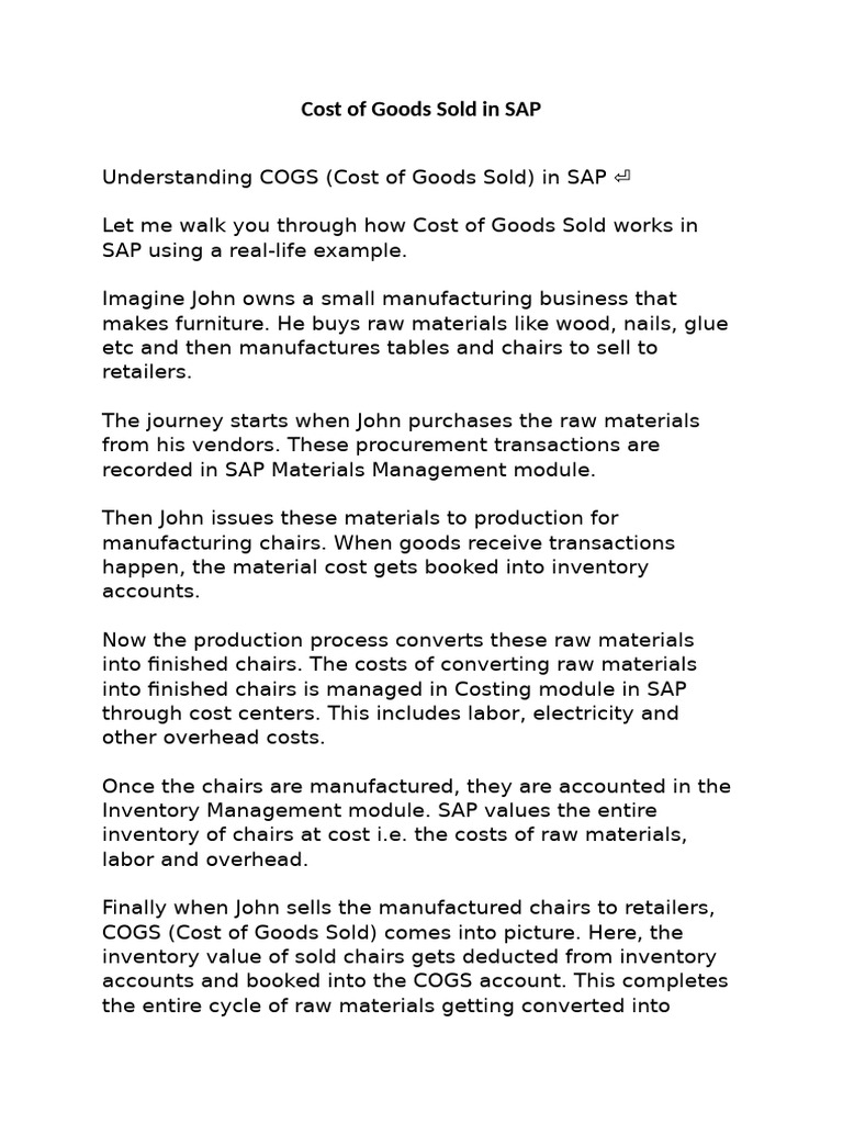 Understanding COGS in SAP Systems | PDF