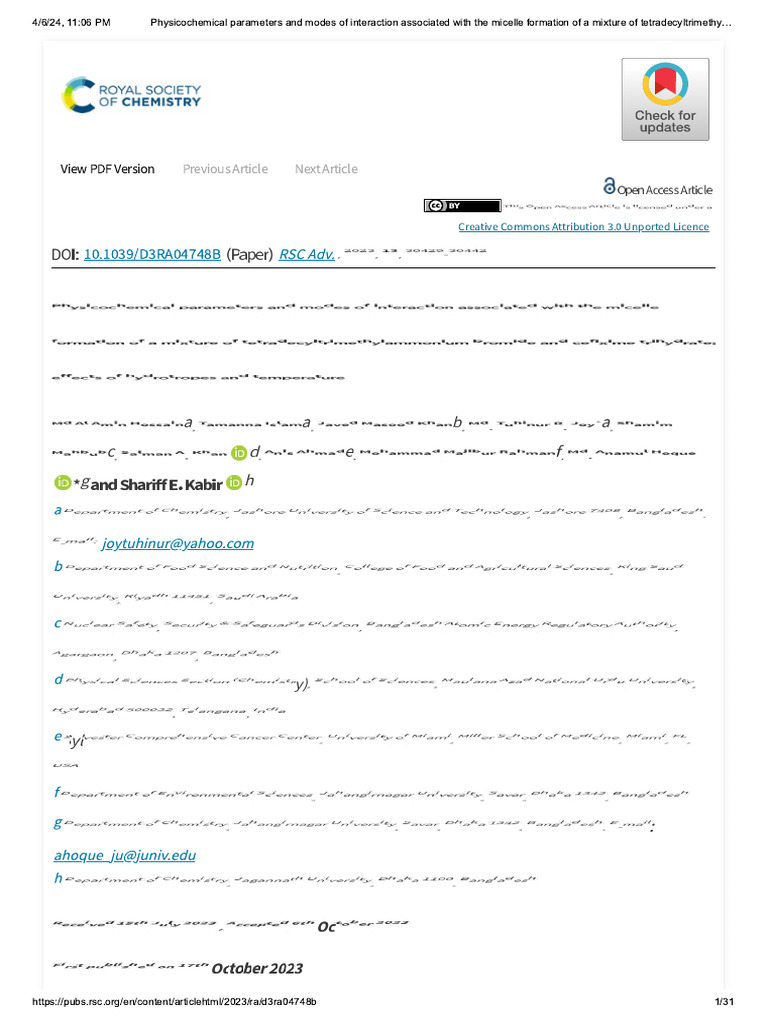 Tetradecyltrimethylammonium Bromide and Cefixime Trihydrate-Effects of Hydrotropes and ...