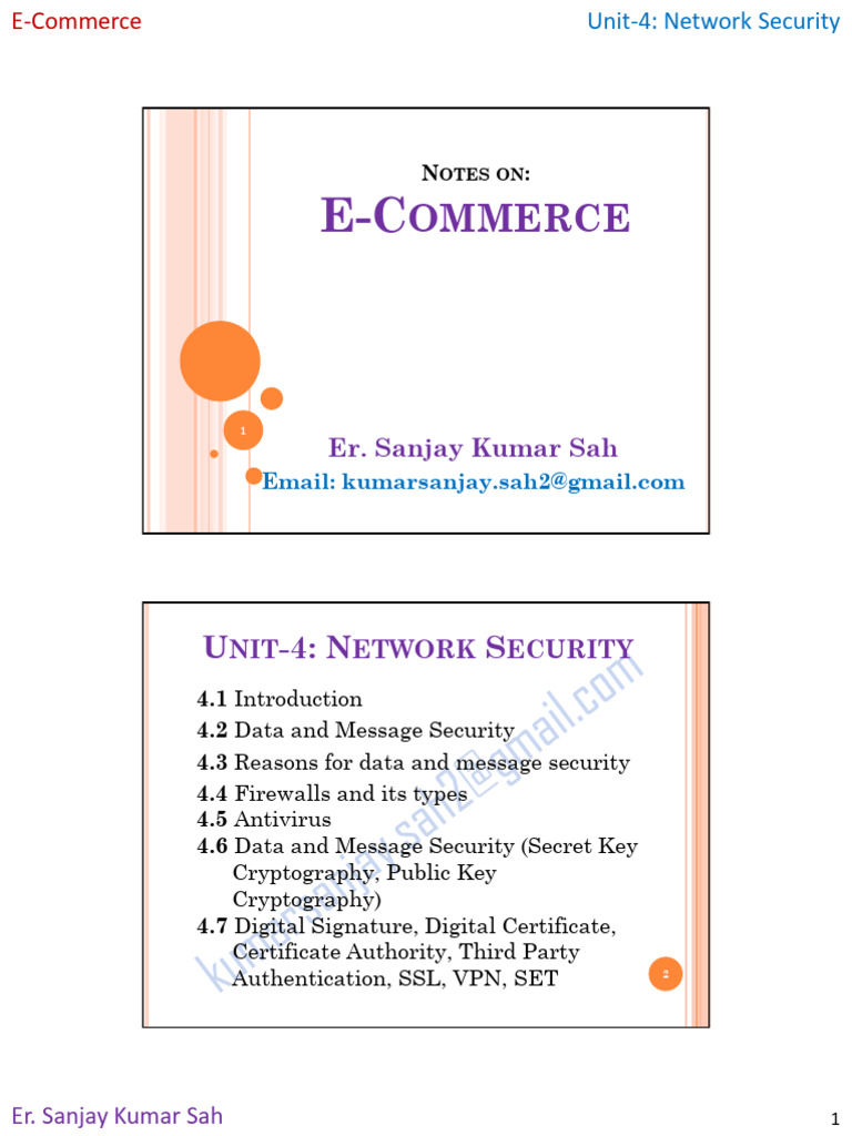 E-Commerce Unit-4 Network Security | PDF | Key (Cryptography) | Encryption
