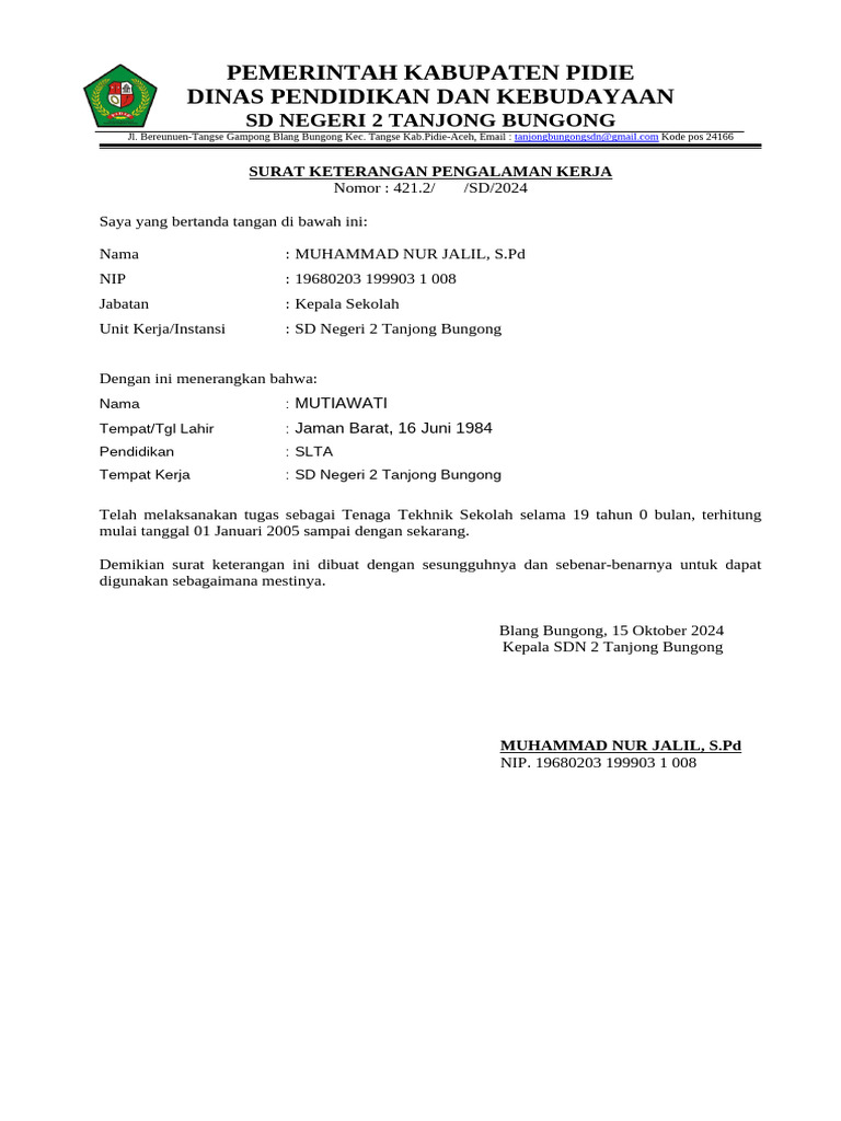 Surat Keterangan Pengalaman Kerja & Riwayat Pekerjaan Oke | PDF