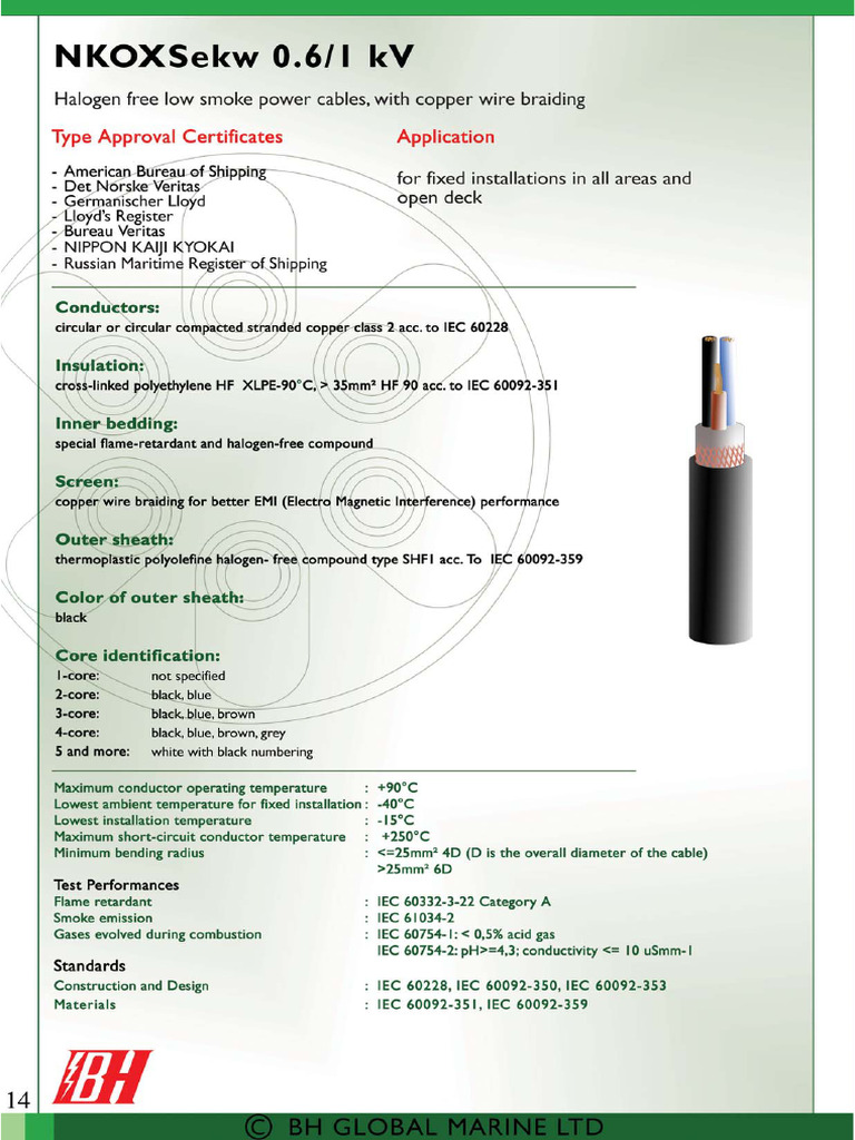 Cable Specs NKOXS | PDF