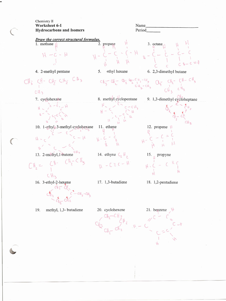Hydrocarbons and Isomers Worksheet | PDF