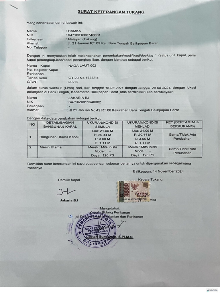 Surat Docking NL 002 | PDF