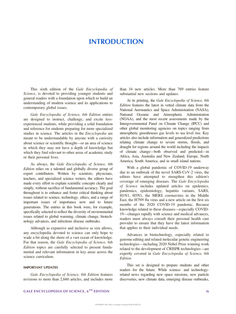 Gale Encyclopedia of Science Overview | PDF