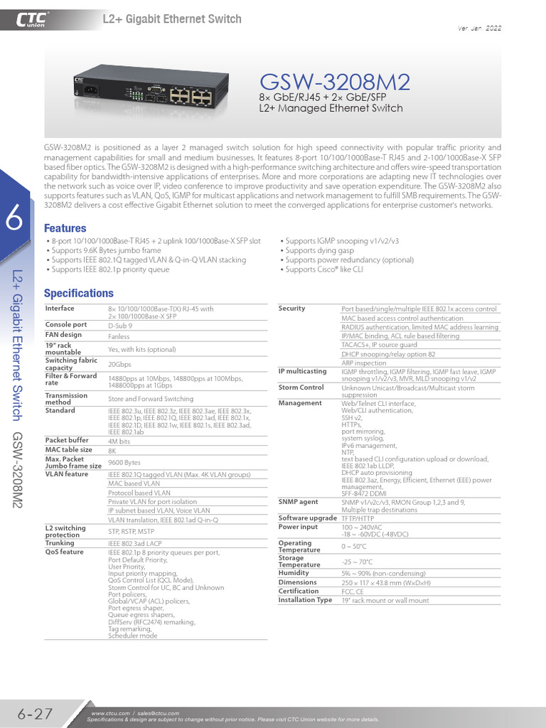 CE-GSW-3208M2 | PDF | Multicast | Computer Network