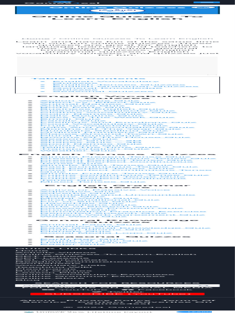 Online Quizzes To Learn English Games4esl | PDF | Grammatical Tense | English Language