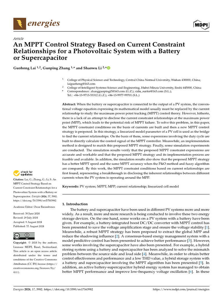 An MPPT Control Strategy Based On Current Constrai | PDF | Electrical Engineering | Electricity