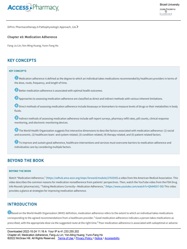 Chapter E5 - Medication Adherence | PDF | Health Care | Caregiver