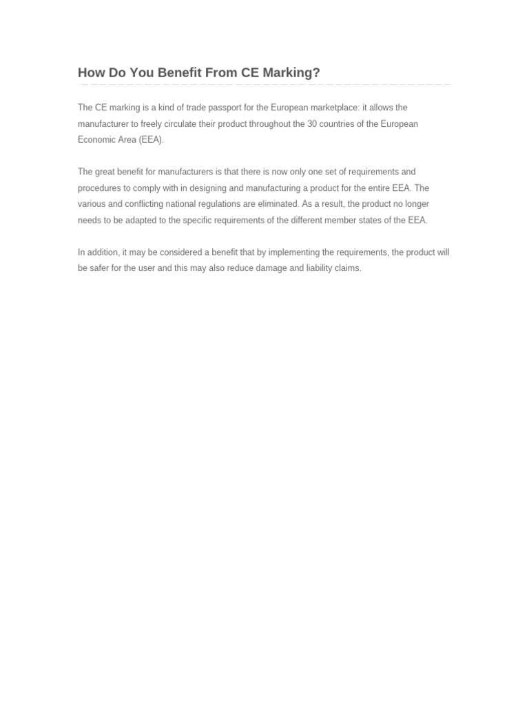 How Do You Benefit From CE Marking | PDF