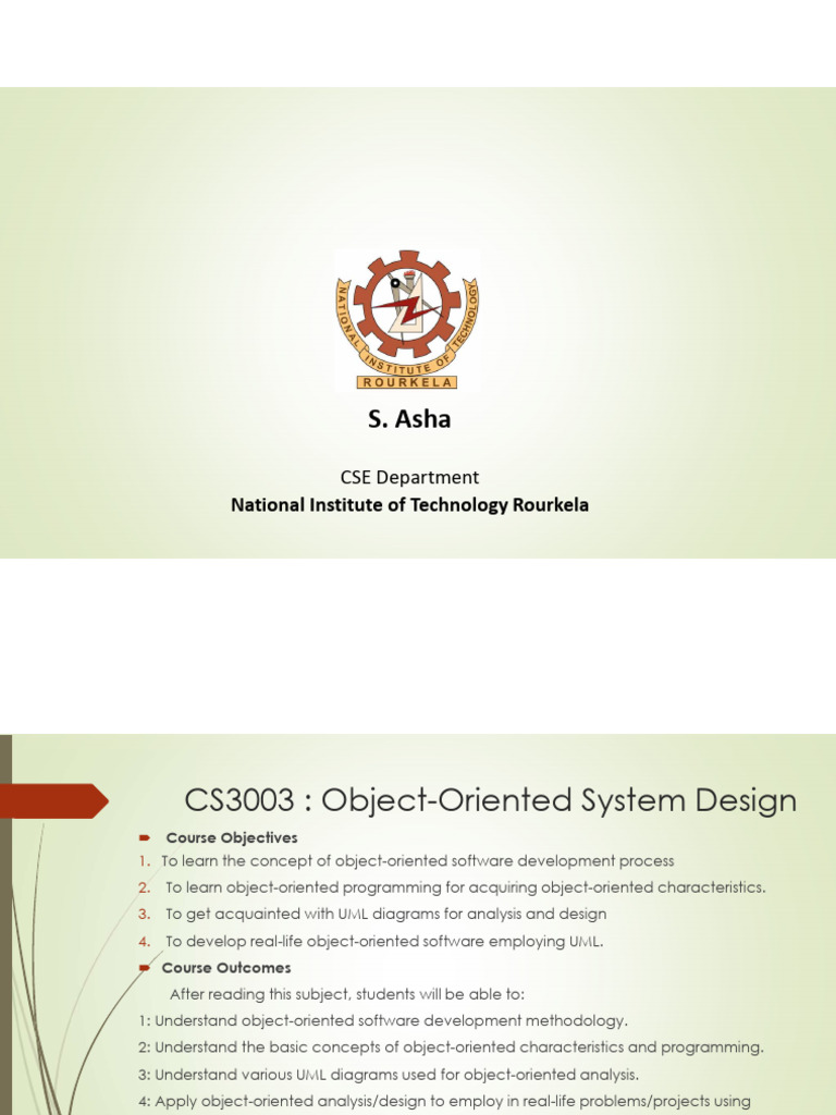 S. Asha: National Institute of Technology Rourkela | PDF | Object Oriented Programming | Unified ...