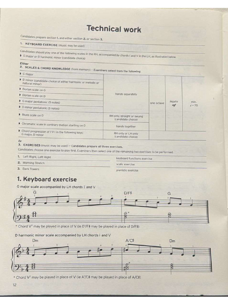 Electronic Keyboard Grade1 Technical Works | PDF