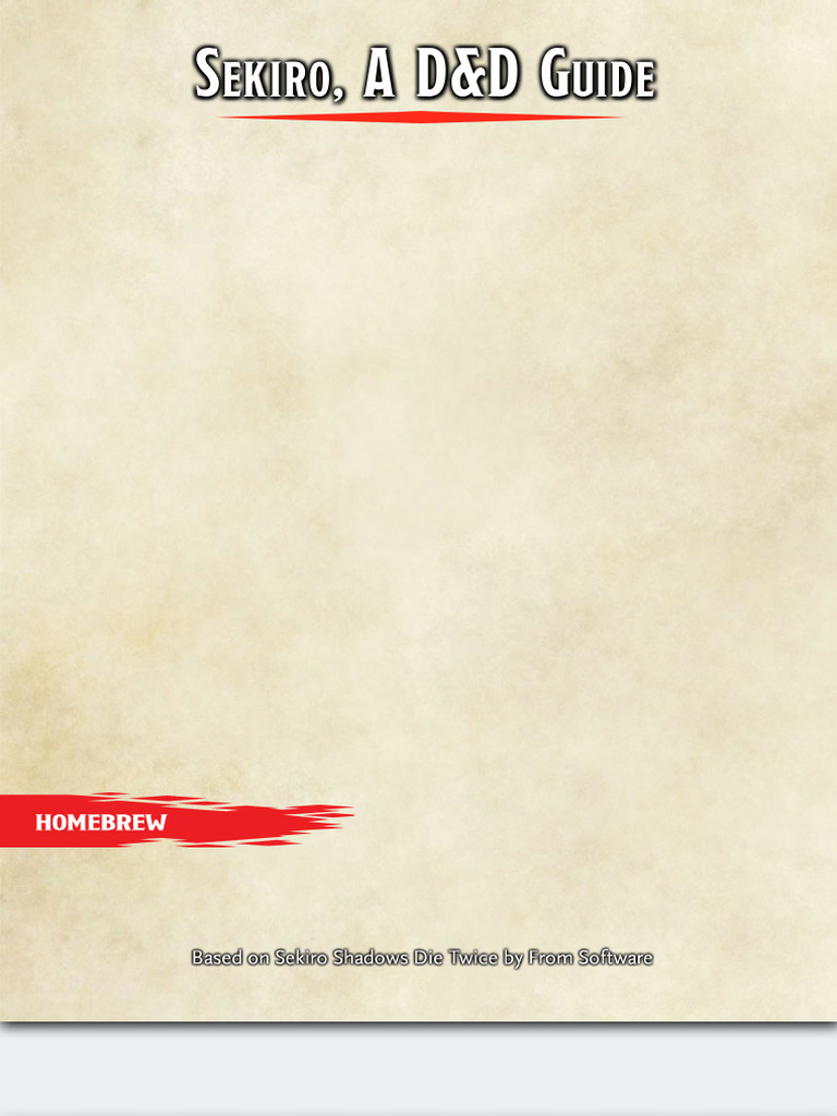 Sekiro Shadows Die Twice (D&D 5e Items and Creatures) - GM Binder | PDF ...