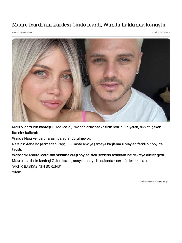 Mauro Icardi'Nin Kardeşi Guido Icardi, Wanda Hakkında Konuştu | PDF