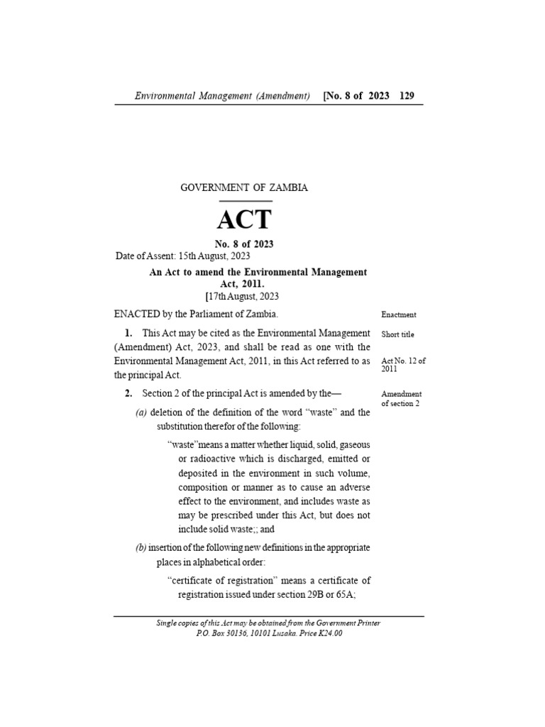 Environmental Management (Amendment) Act 2023 | PDF | Climate Change ...