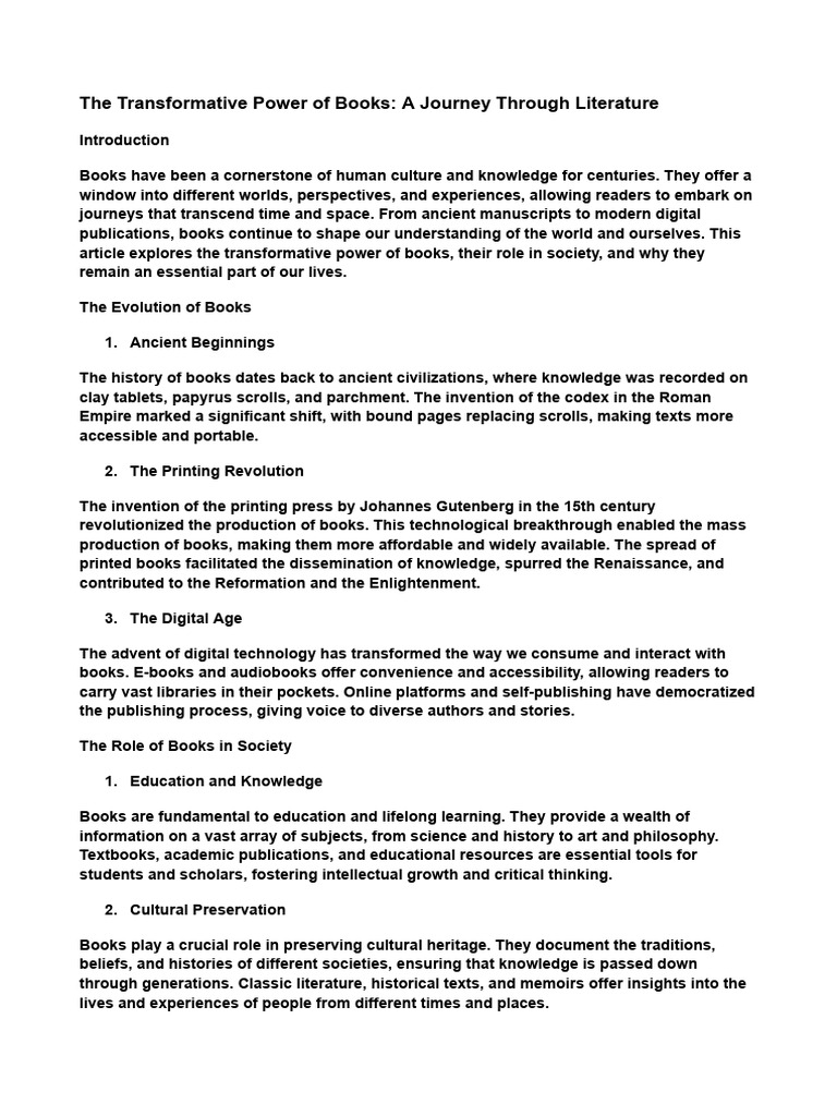 The Transformative Power of Books | PDF | Books