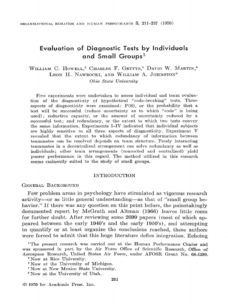 Evaluation of Diagnostic Tests by Individ - 1970 - Organizational ...