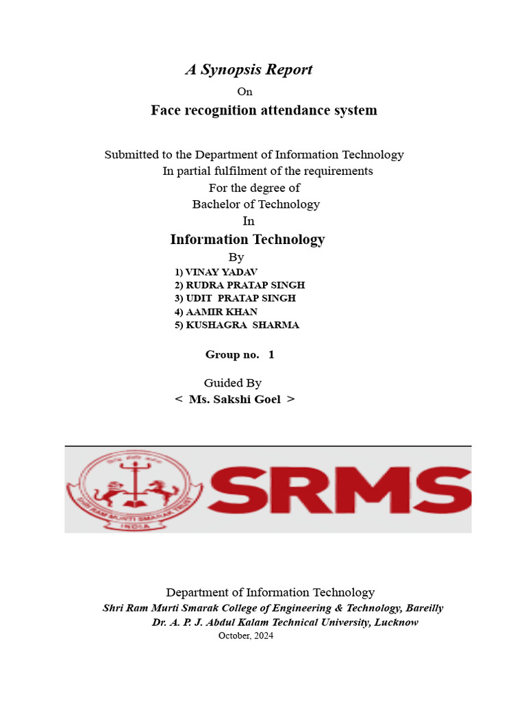 A Synopsis Report (1) | PDF | Deep Learning | Biometrics