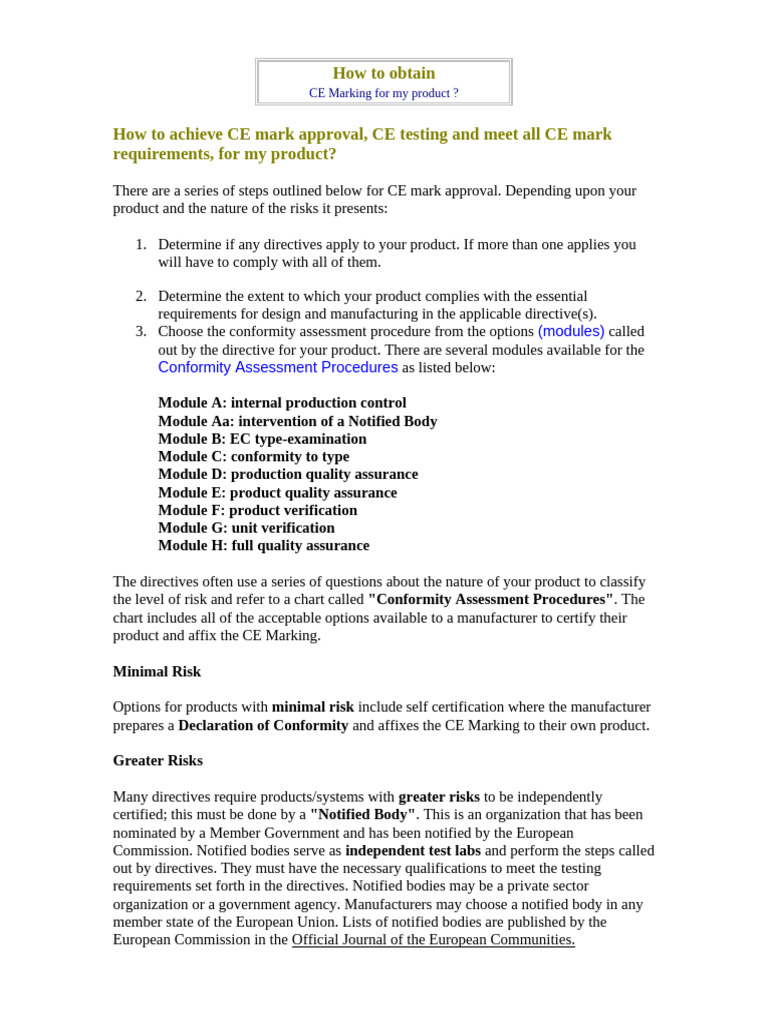 CE Mark Approval Process Explained | PDF