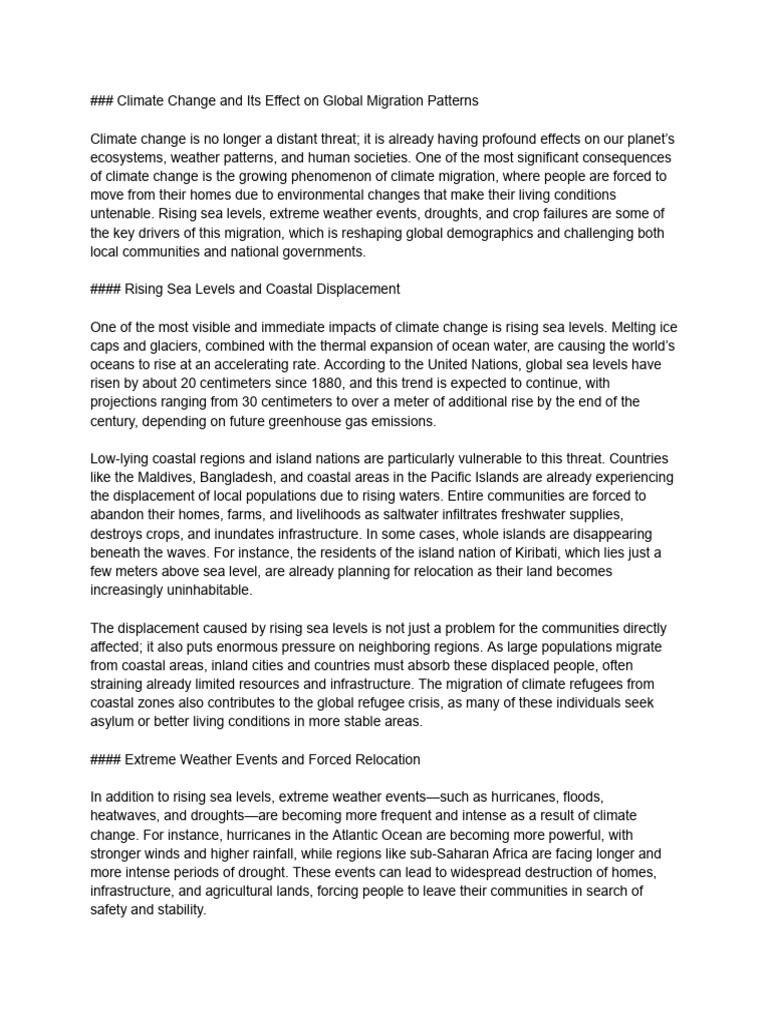 Climate Change and Its Effect On Global Migration Patterns | PDF ...