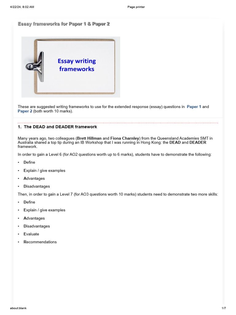 Essay Framework P1 and P2 (1) | PDF | Evaluation | Argument